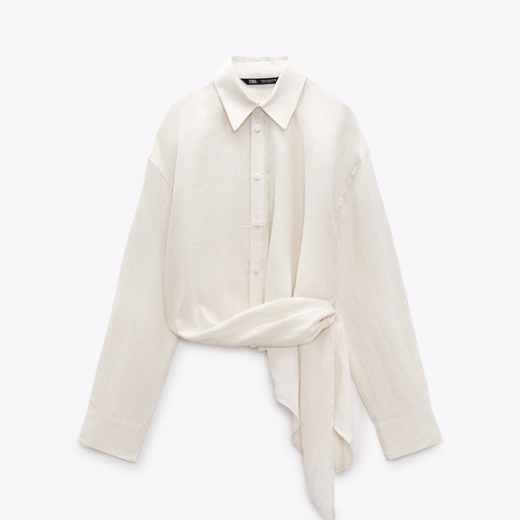 Tops | Zara Women Asymmetric Linen Shirt Ecru | Poshmark